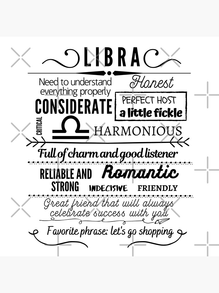 "Libra Zodiac Sign Facts BW" Poster by dehmagnolia | Redbubble
