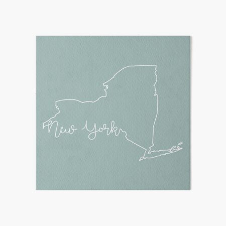 "New York Cursive State Outline" Art Board Print for Sale by ...