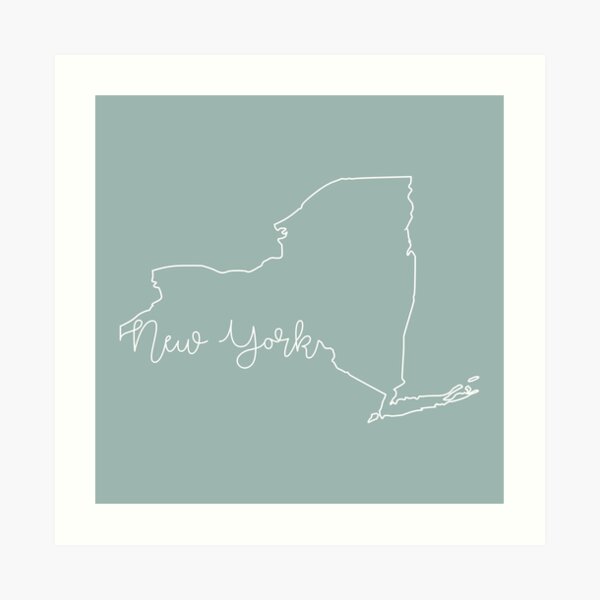 "New York Cursive State Outline" Art Print by GreatLakesLocal | Redbubble