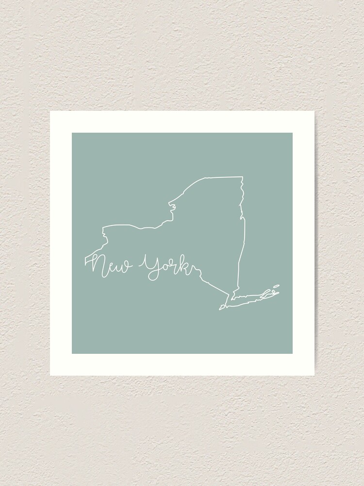 "New York Cursive State Outline" Art Print by GreatLakesLocal | Redbubble