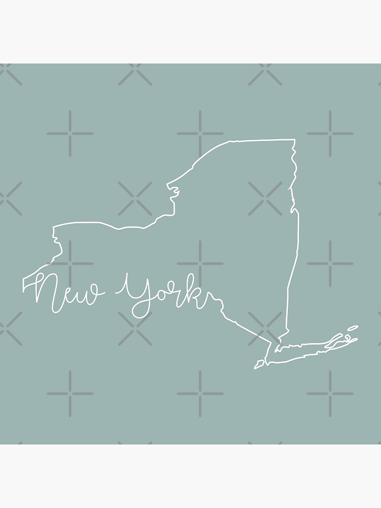 "New York Cursive State Outline" Art Print by GreatLakesLocal | Redbubble
