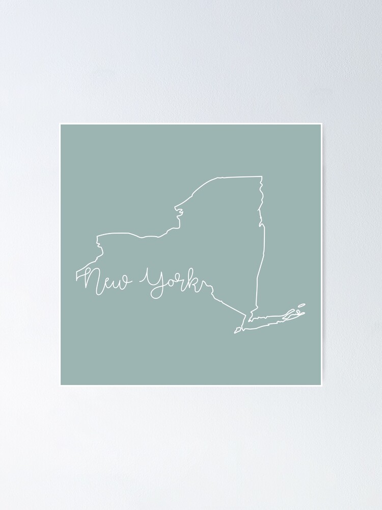 "New York Cursive State Outline" Poster by GreatLakesLocal | Redbubble