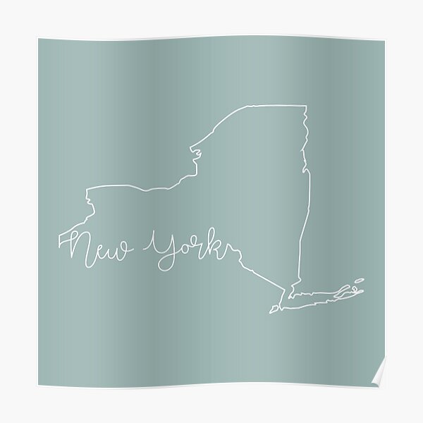 "New York Cursive State Outline" Poster by GreatLakesLocal | Redbubble