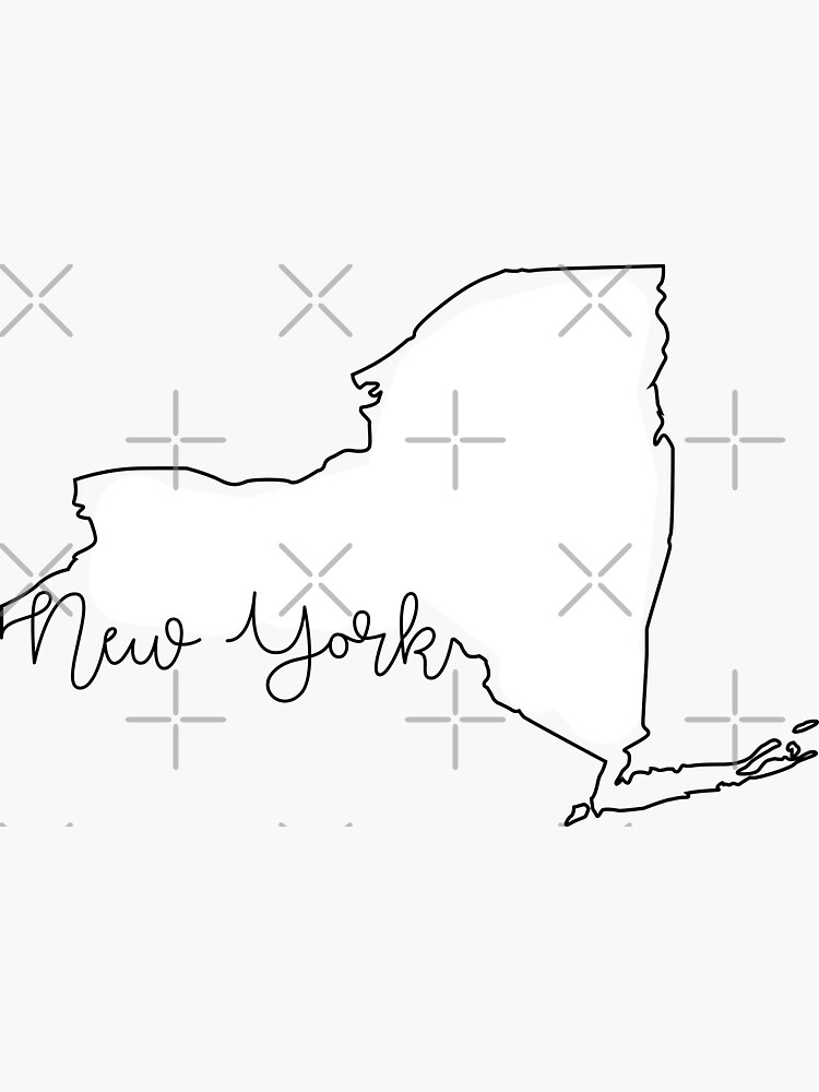 "New York Cursive State Outline" Sticker by GreatLakesLocal | Redbubble