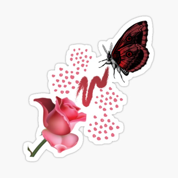 "Rose and Butterfly Connection" Sticker for Sale by sketchsabel | Redbubble