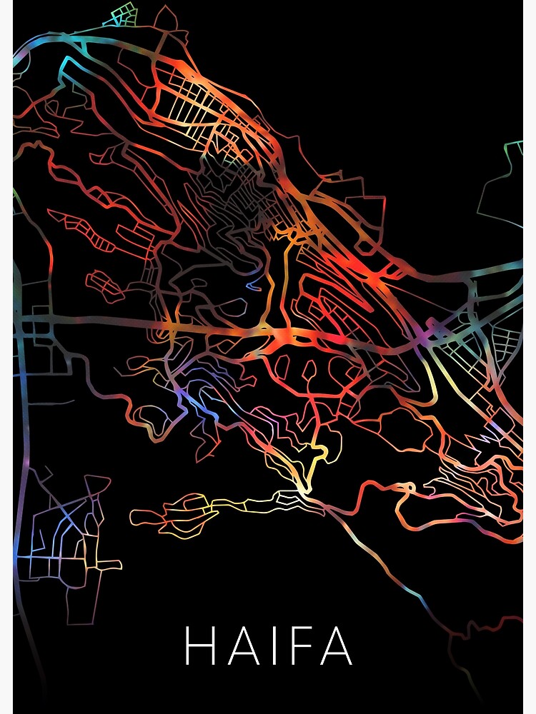 Póster «Mapa de calles de la ciudad de Haifa Modo oscuro» de map-lover ...