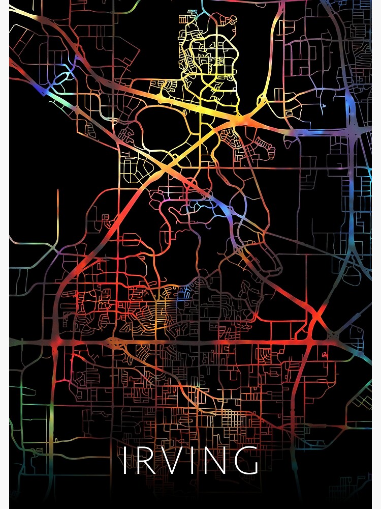 "Irving City Street Map Dark Mode" Poster for Sale by map-lover | Redbubble