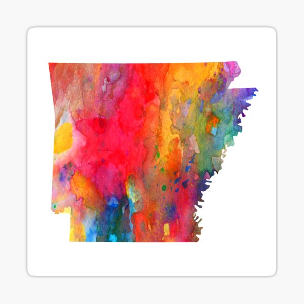"Arkansas Map Watercolor by Zouzounio Art" Sticker by zouzounioart ...