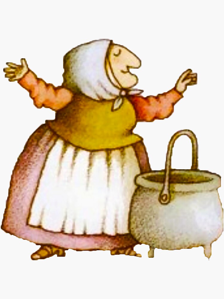 "Strega Nona with Pasta Pot" Sticker for Sale by medusagf | Redbubble