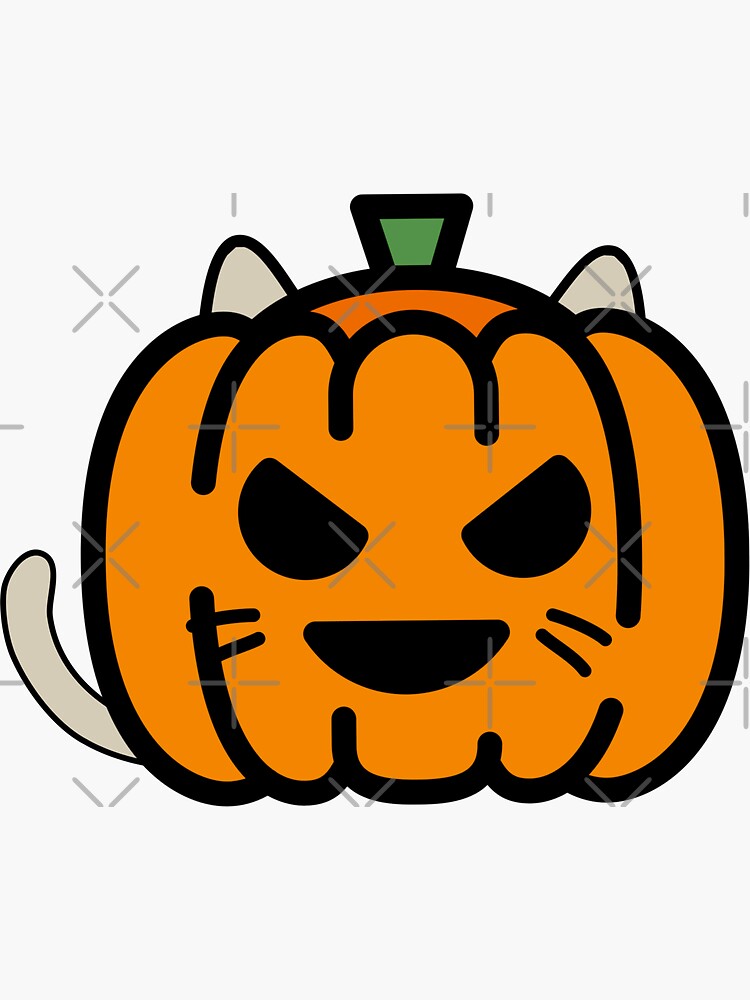 "Pumpkin Cat Evil Smirk" Sticker for Sale by GlanceCat | Redbubble