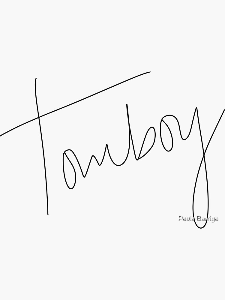 Tomboy” phrase/saying in minimalistic lettering " Sticker for Sale by ...