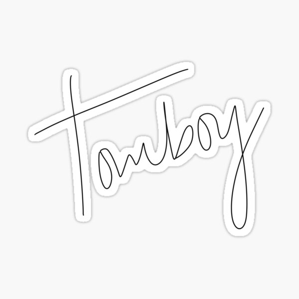 Tomboy” phrase/saying in minimalistic lettering " Sticker for Sale by ...