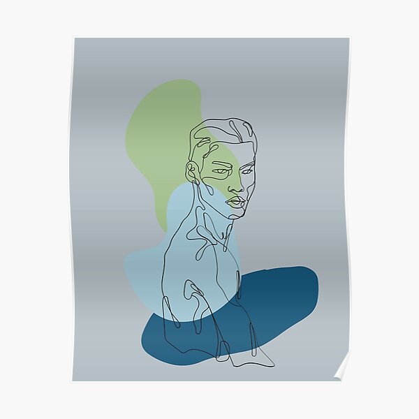 Póster «Retrato de línea de hombres minimalistas 03» de AgsY | Redbubble