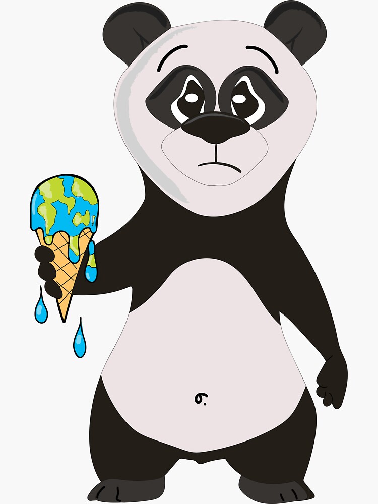 "Cute Panda with a melting world" Sticker for Sale by NRG123 | Redbubble