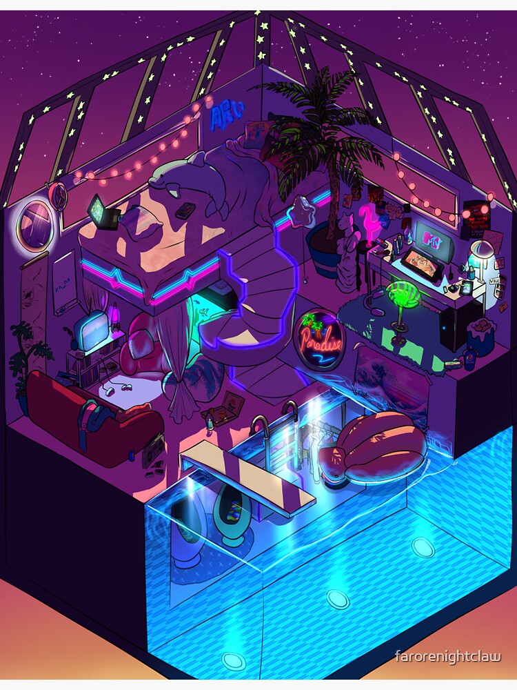 "Isometric Vaporwave Room" Sticker for Sale by farorenightclaw | Redbubble