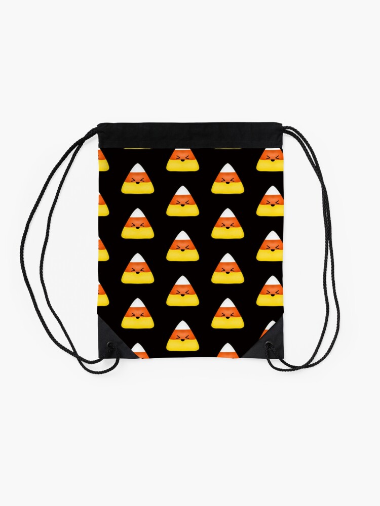 "Halloween Candy Corn Cute Drawing 1-Black Background" Drawstring Bag for Sale by Arthemeral ...