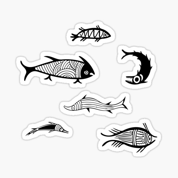 "Ancient Fish - Mycenaean Art - Minoan Art" Sticker by LeahHa | Redbubble