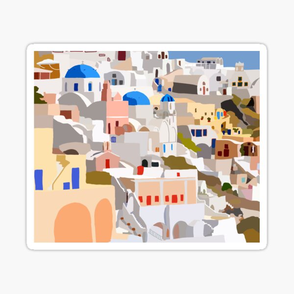 Colorful Santorini Stickers | Redbubble