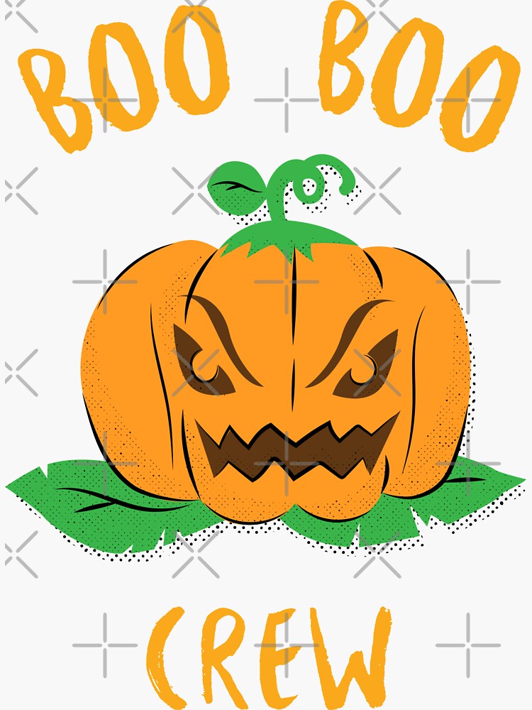 "Boo Boo Crew Pumpkin Face Jack O Lenten Cartoon" Sticker for Sale by ...