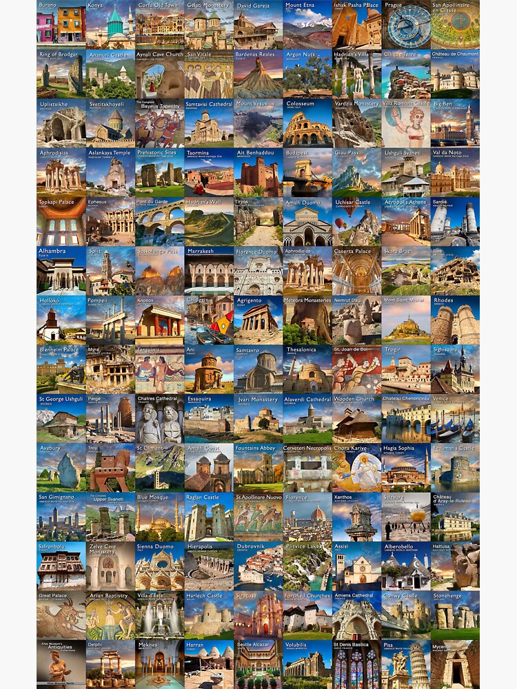 "UNESCO World Heritage Sites" Sticker for Sale by Montage-Madness ...