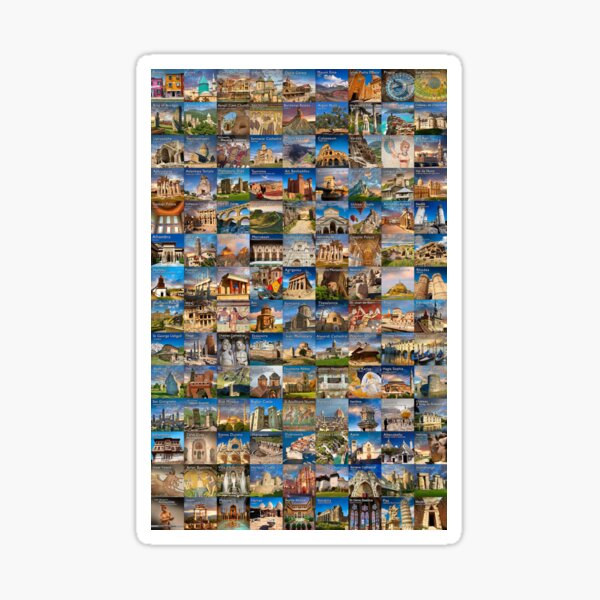 "UNESCO World Heritage Sites" Sticker for Sale by Montage-Madness ...