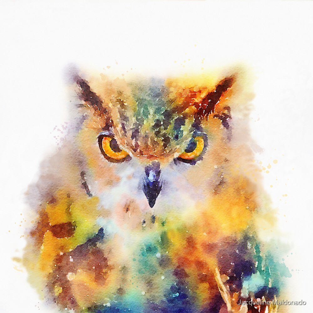 "The Wise - Owl in watercolor" by Jacqueline Maldonado | Redbubble