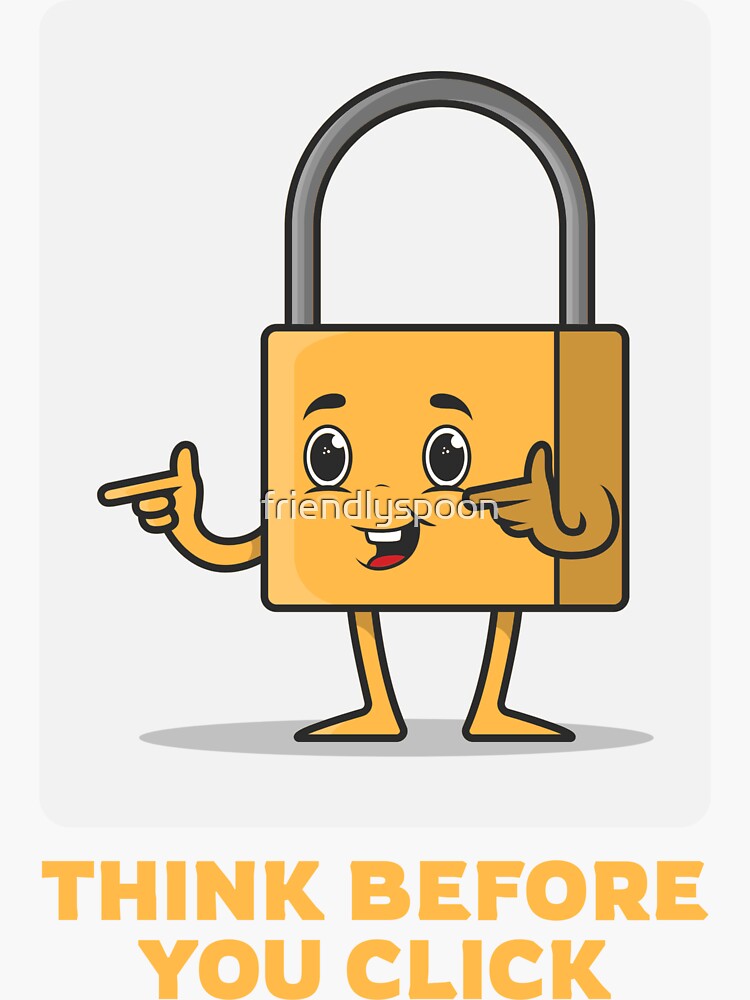 "Funny Cybersecurity Awareness: Think Before You Click" Sticker for ...