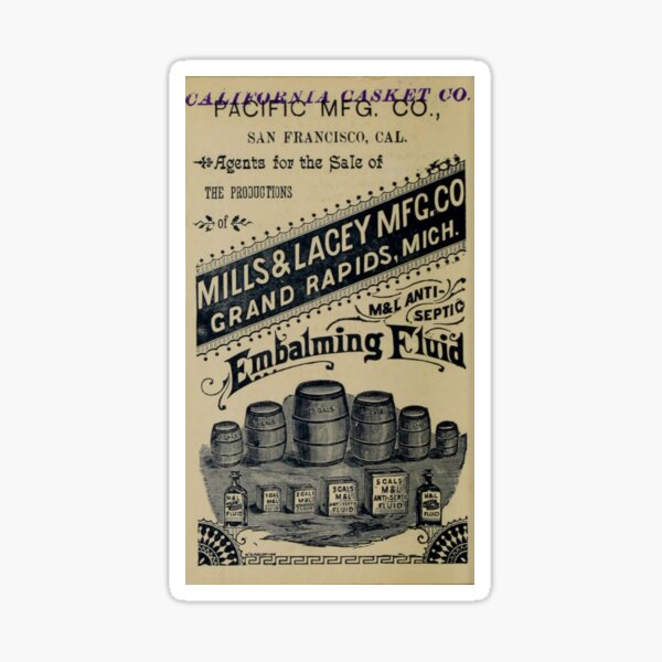"Another Great Advertisement for Embalming Fluid!" Sticker for Sale by ...