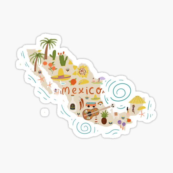 "Mexico map" Sticker for Sale by HelgaScand | Redbubble