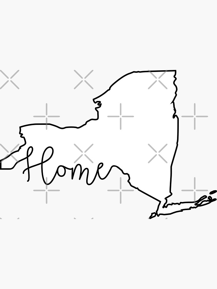 "New York Cursive Love Home State Outline" Sticker for Sale by ...