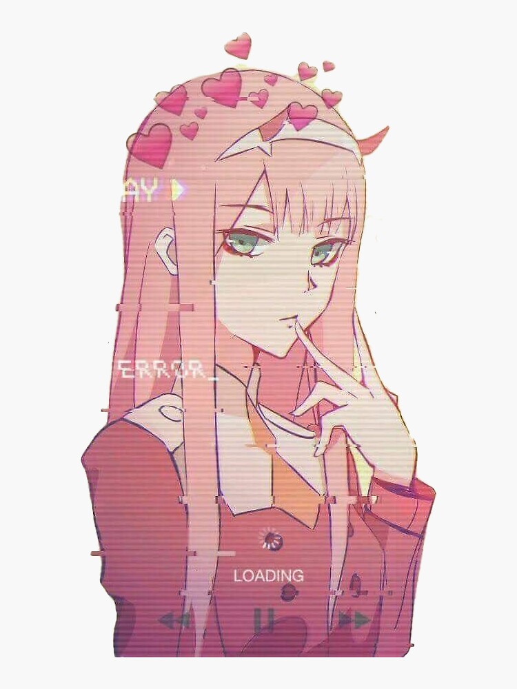 "zero two with hearts" Sticker by eatashes | Redbubble