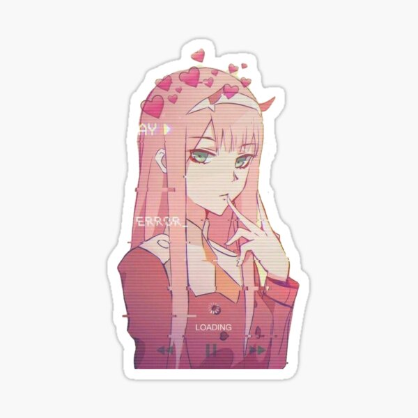 "zero two with hearts" Sticker by eatashes | Redbubble