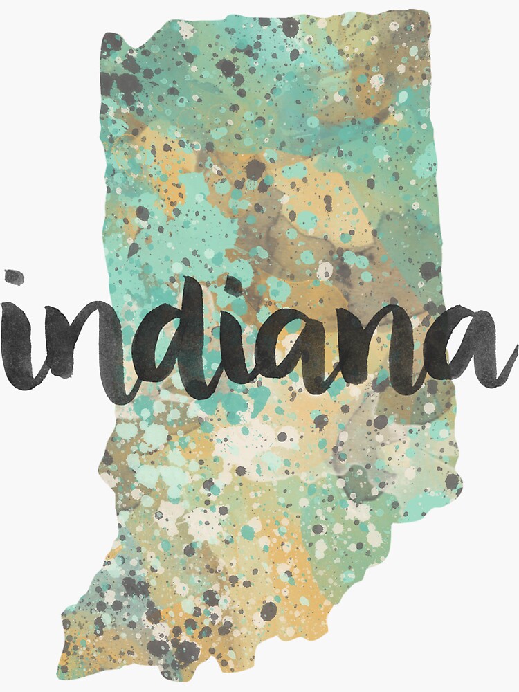 "indiana - calligraphy and abstract state outline" Sticker by ...
