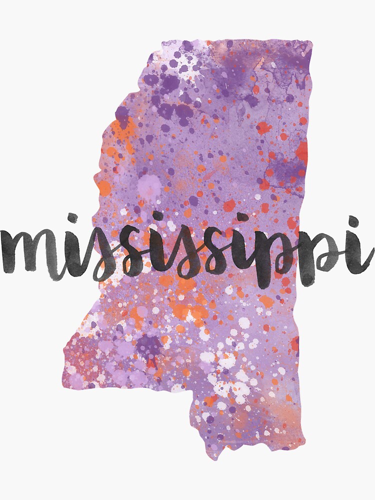 "mississippi - calligraphy and abstract state outline" Sticker for Sale ...