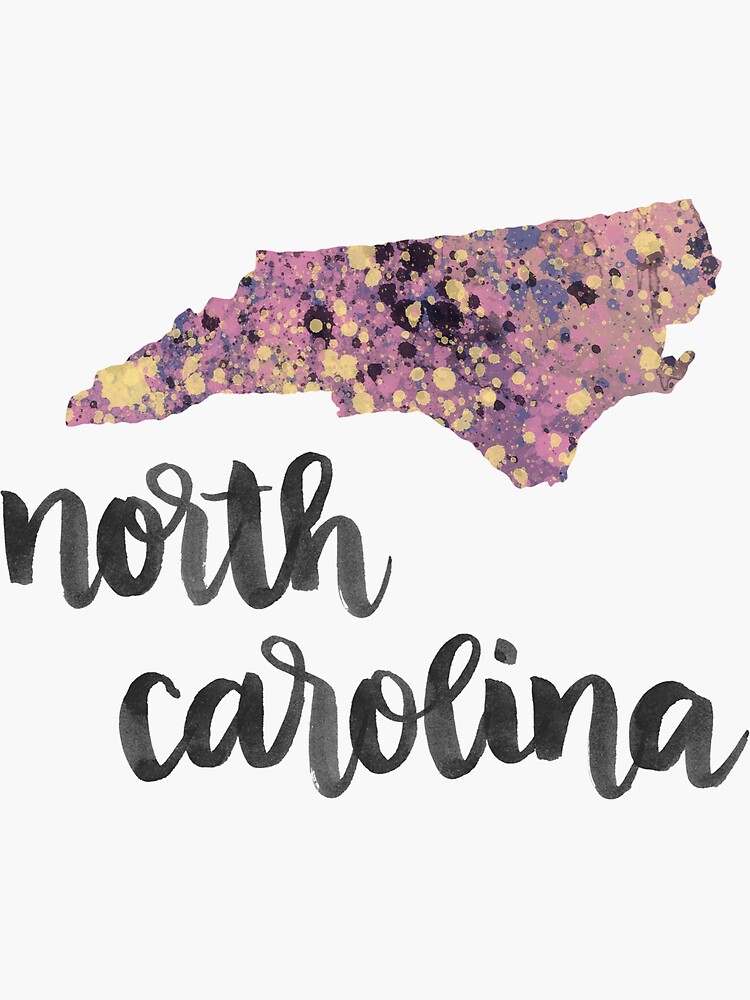 "north carolina - calligraphy and abstract state outline" Sticker by ...