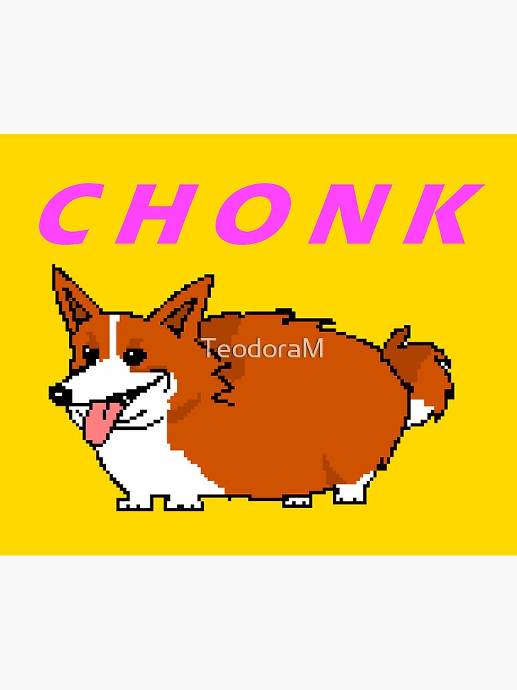 "Chonk Pembroke Welsh Corgi in Pixels (yellow)" Sticker by TeodoraM ...