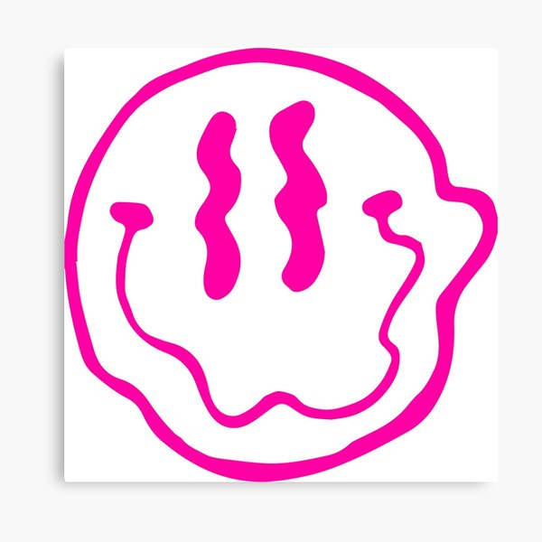 "Y2K Hot Pink Outline Wonky Smile Design" Canvas Print by ArtbyAvaW ...