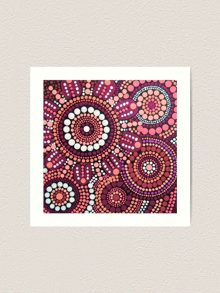 "Australian Aboriginal Rose Colour Pattern Family Gathering" Art Print ...