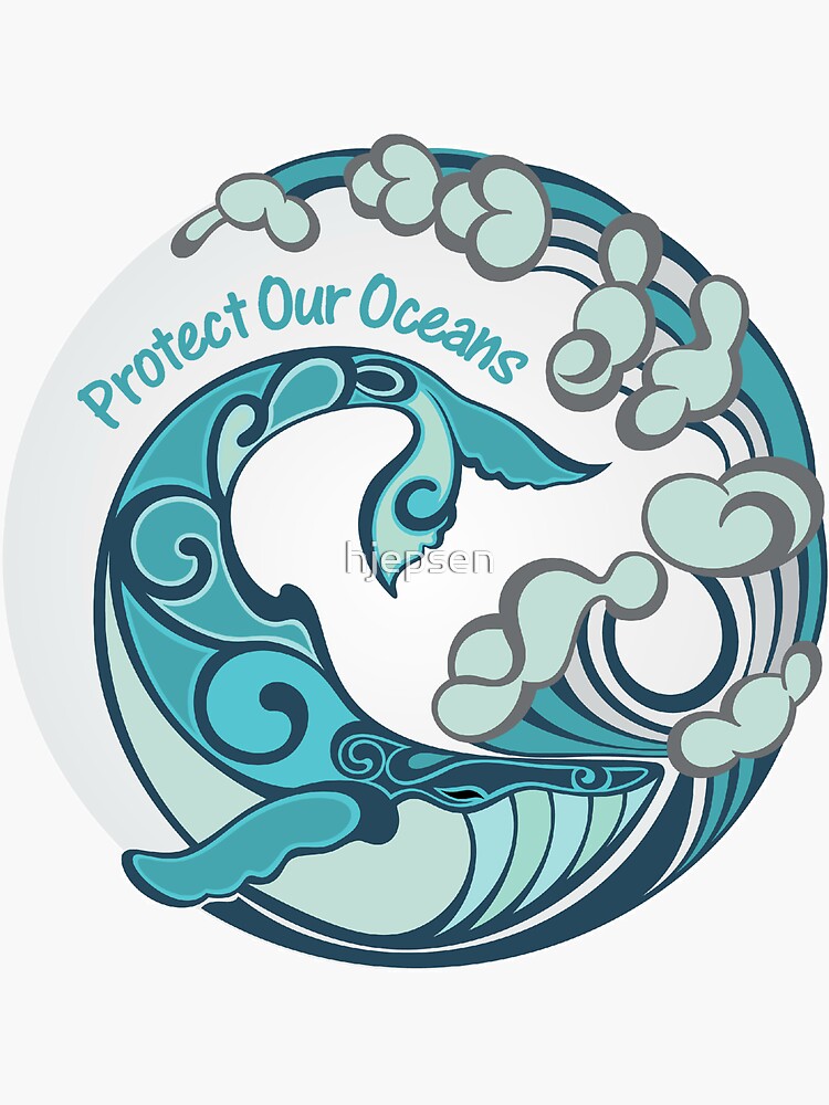 "Protect Our Oceans Whale Tail Ocean Wave" Sticker for Sale by hjepsen ...