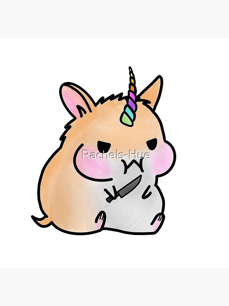"Grumpy Hamster Rainbow Unicorn With Knife" Photographic Print by ...
