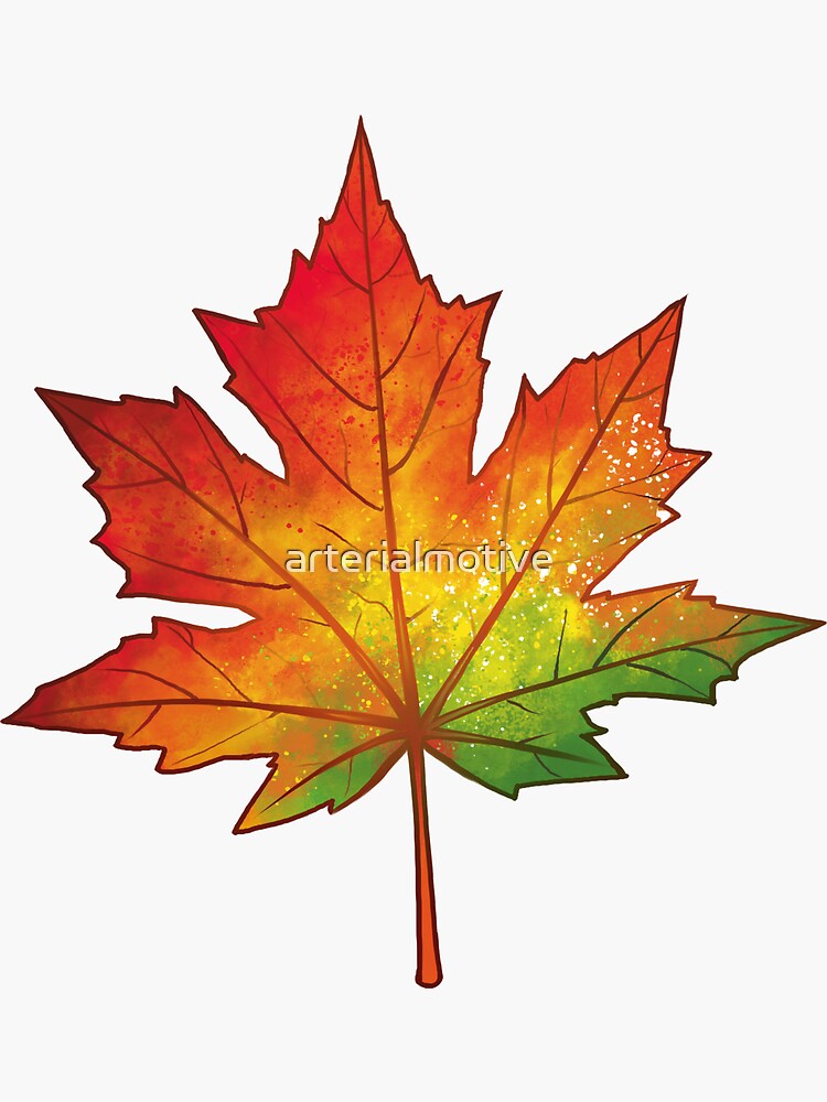 "Pretty maple leaf changing rainbow colors" Sticker by arterialmotive ...