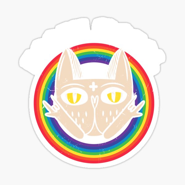 "Heavy Satanic Cat Rainbow Gothic design graphic" Sticker for Sale by ...