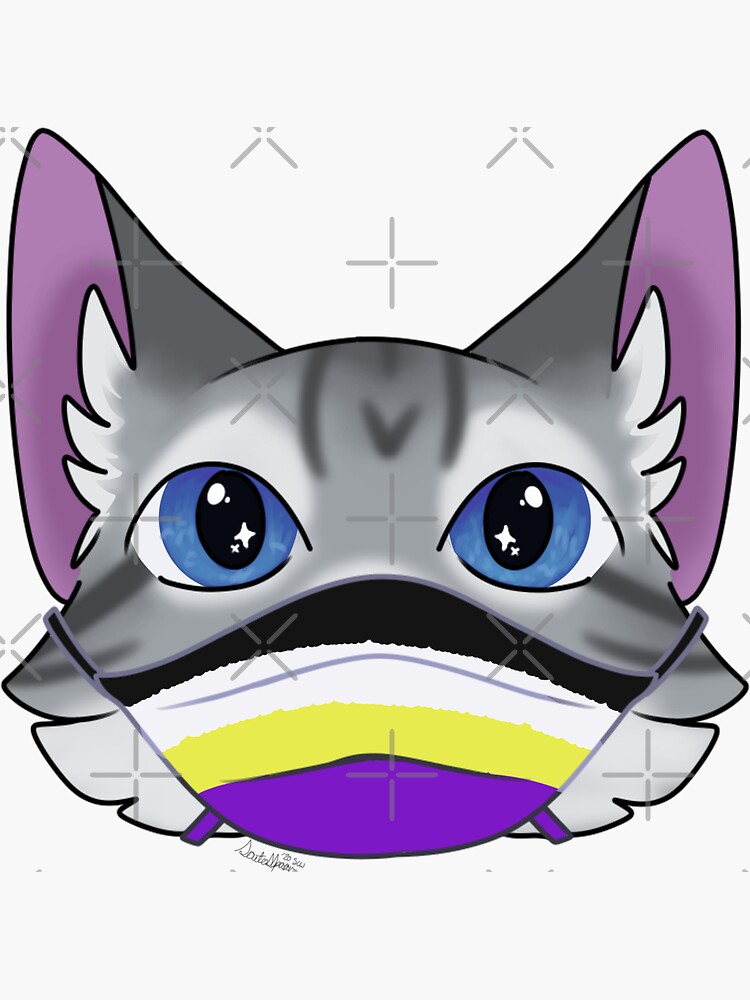 "Non-Binary Pride Cat Wearing Mask" Sticker for Sale by AcuteAlpaca ...