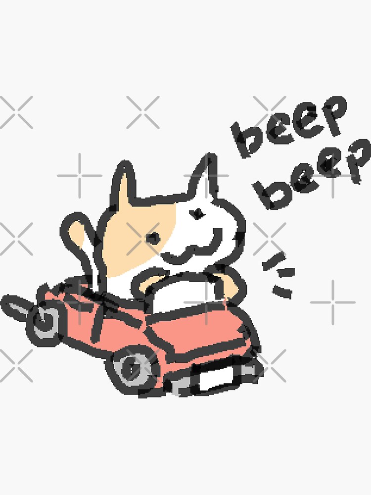 "Beep Beep ! Tiny Mspaint Cat in a Car" Sticker for Sale by sprout00 ...