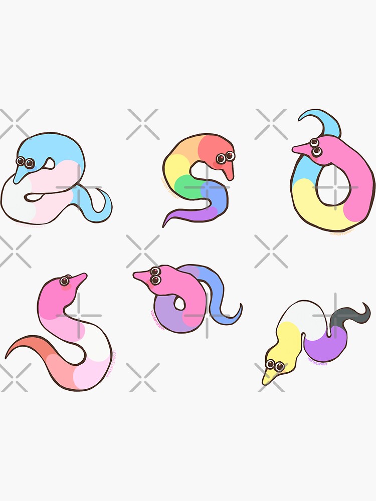 "pride worm on a string pack" Sticker for Sale by Vincentsprout | Redbubble