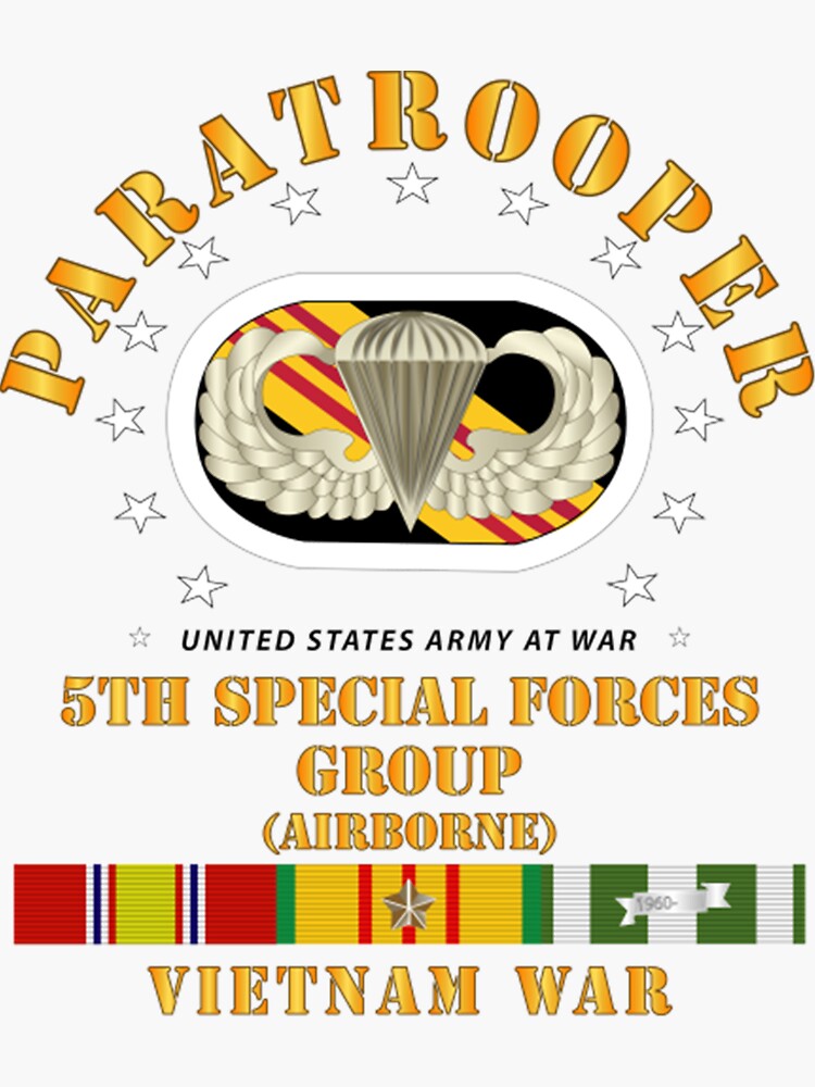 "5th SFG Oval w Paratrooper w VN SVC 5th Sfg Oval W" Sticker by ...