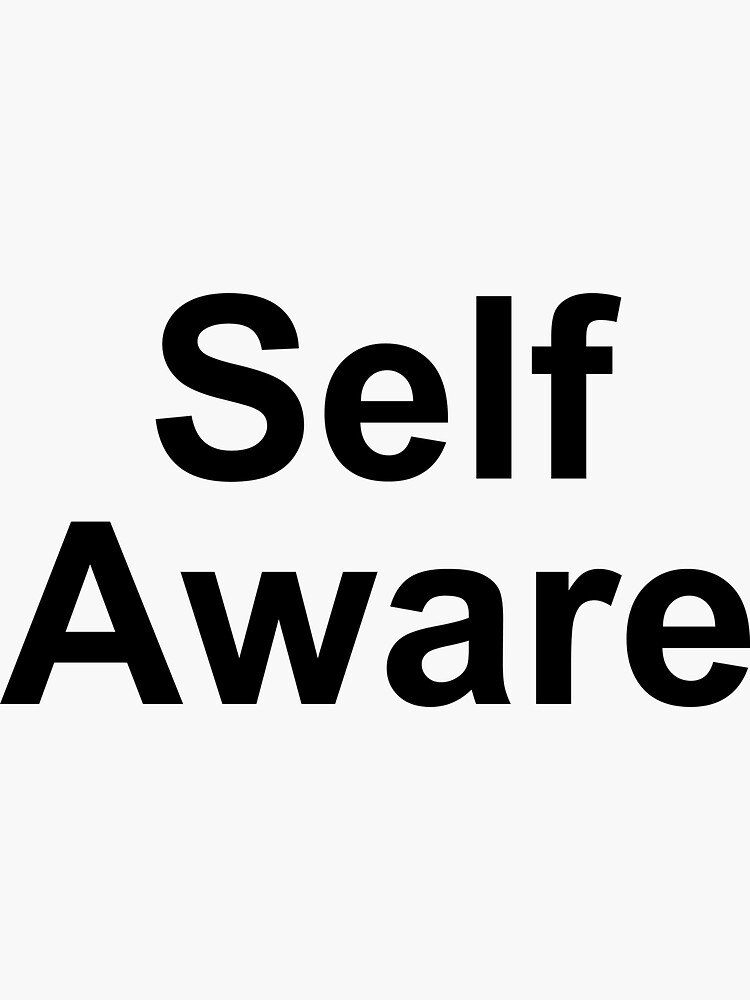 ""Self Aware" - Typography" Sticker for Sale by -Panda-Monium- | Redbubble
