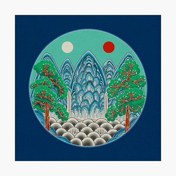 Lámina fotográfica «Cinco picos del sol y la luna en invierno: pintura ...