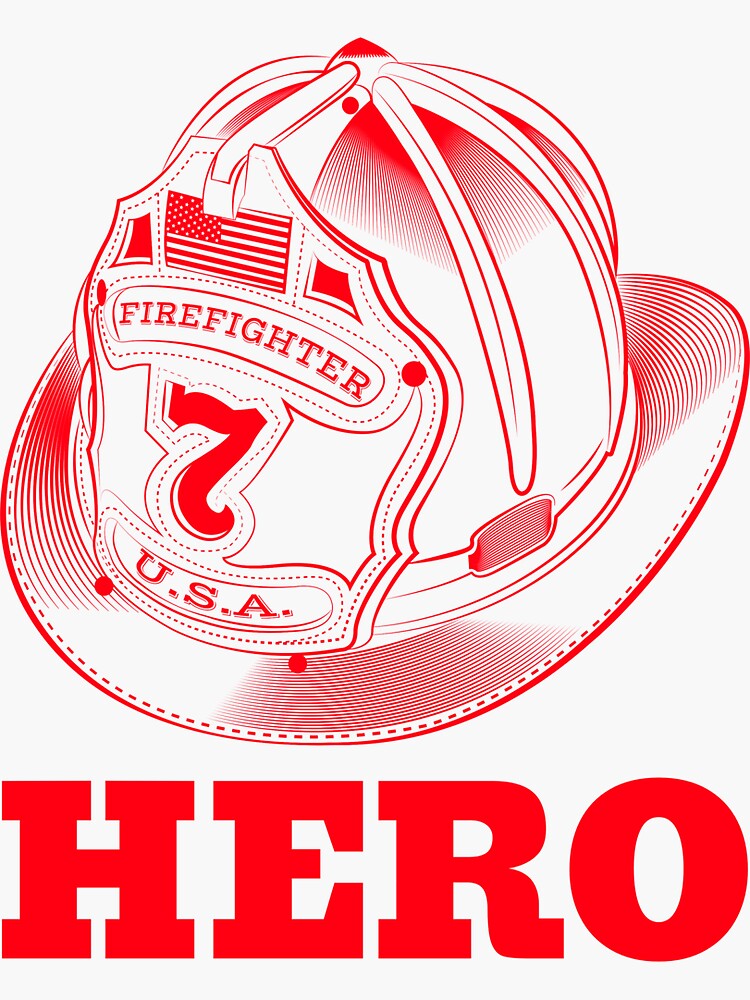 "Firefighter Hero" Sticker for Sale by BHappyTshirt | Redbubble