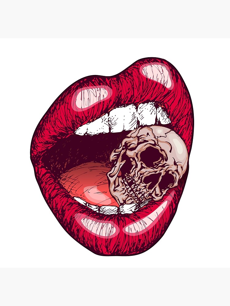 "Red lips and teeth biting skull" Art Print for Sale by 91pw11 | Redbubble